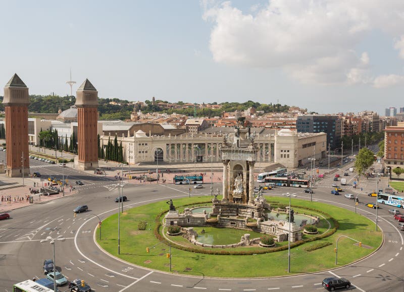 View of the Square of Spain at Barcelona at Day Editorial Photo - Image ...