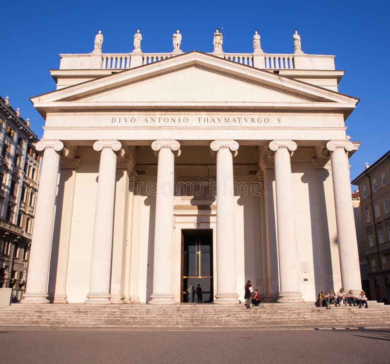 View of St. Antonio Church in Trieste Editorial Stock Image - Image of ...