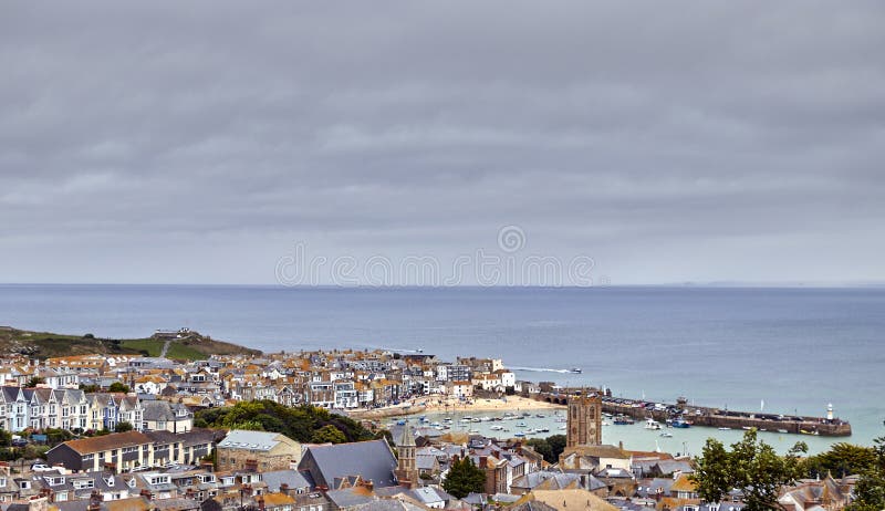 St Ives Town with the Sea and Harbour, Cornwall, UK Stock Photo - Image ...