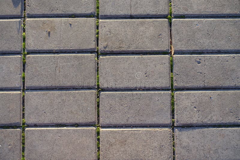 View of Stack Bond Brick-like Gray Concrete Pavement from Above Stock ...