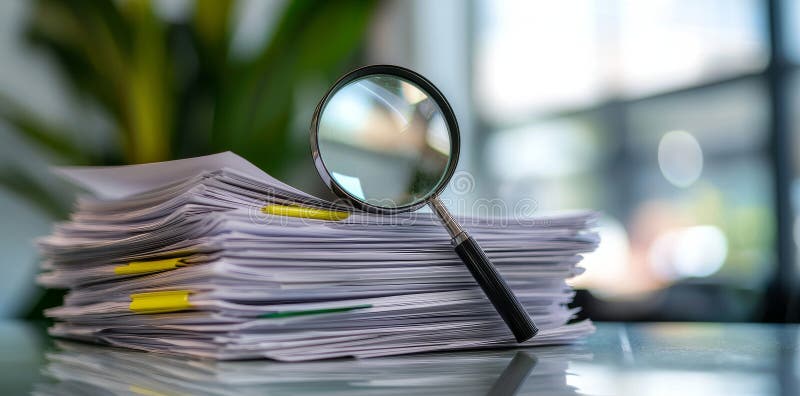 View of a Stack of Official Papers in a Professional Office, Viewed ...