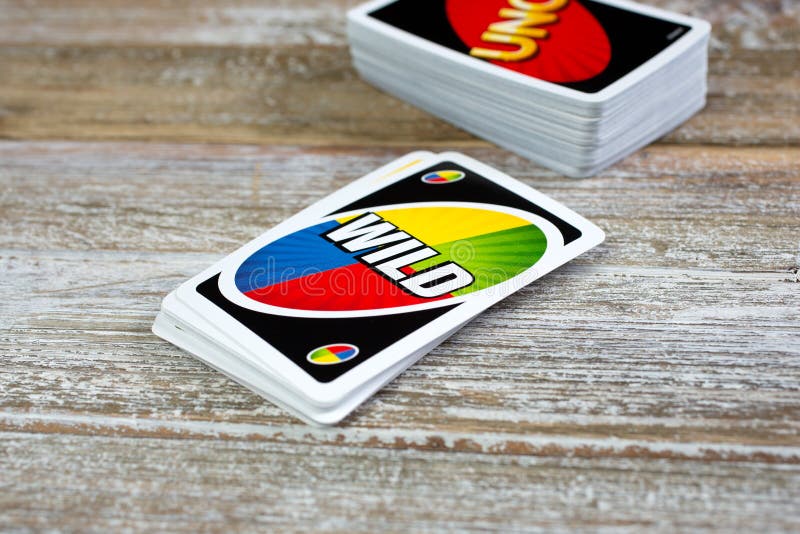 Uno playing cards - wild editorial stock photo. Image of shelf - 183452803