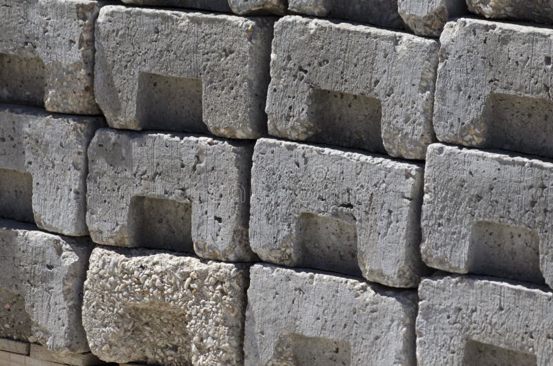 View of Stacked Concrete Blocks Stock Photo - Image of tile, stone ...