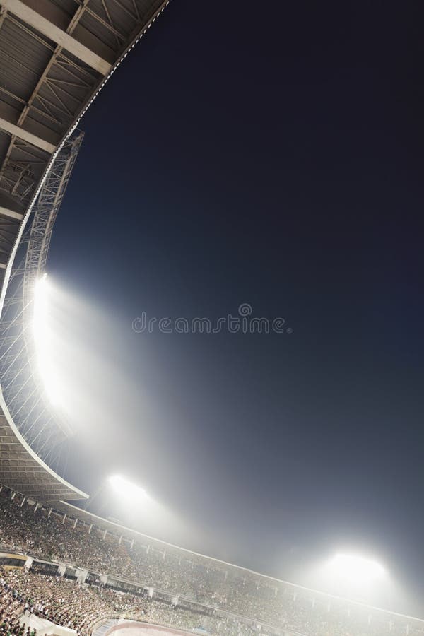 View of Stadium Lights at Night Stock Photo - Image of blue, bright ...