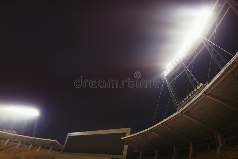 View of Stadium Lights at Night Stock Photo - Image of line, horizontal ...