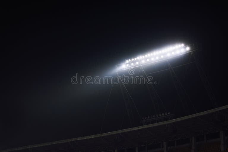 View of Stadium Lights at Night Stock Photo - Image of horizontal ...