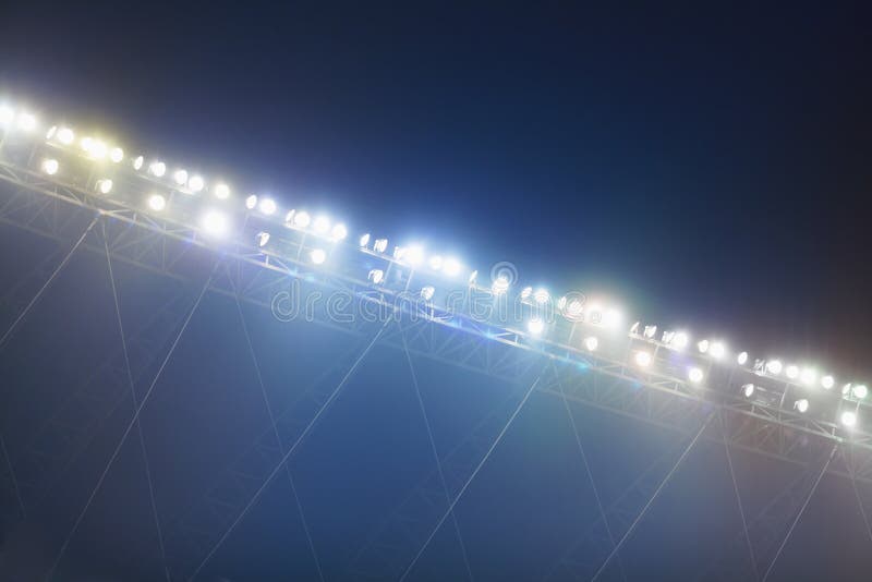 View of Stadium Lights at Night Stock Photo - Image of illumination ...