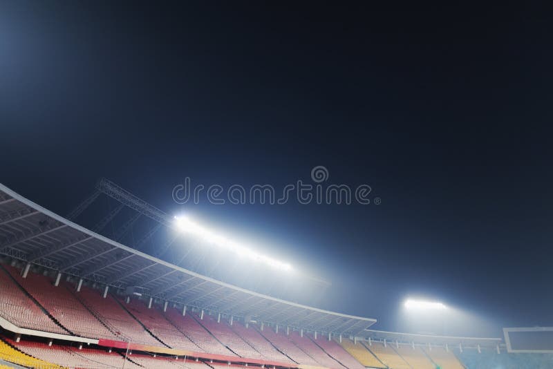 View of Stadium Lights at Night Stock Photo - Image of illumination ...