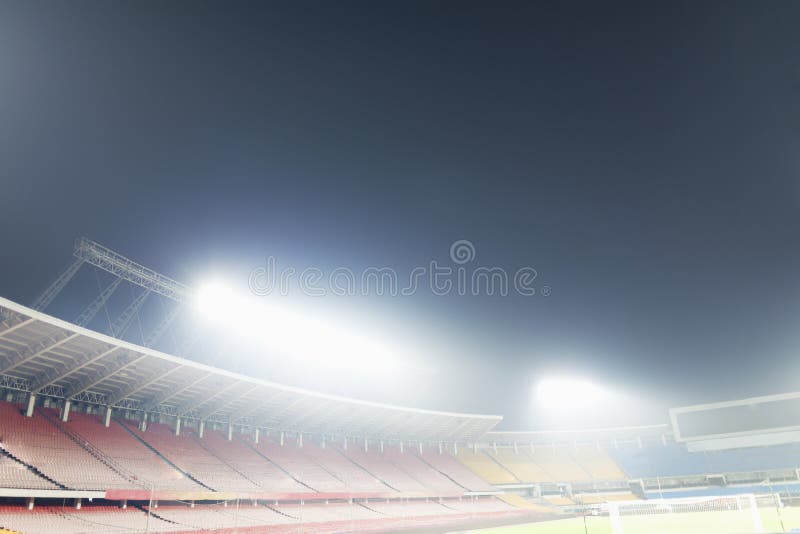 View of Stadium Lights at Night Stock Image - Image of equipment ...