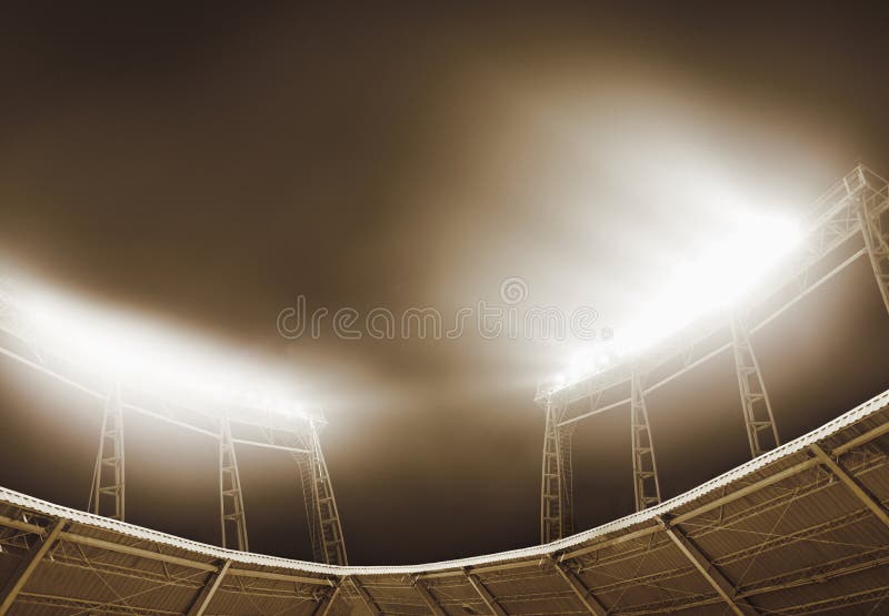 View of Stadium Lights at Night Stock Photo - Image of floodlights ...