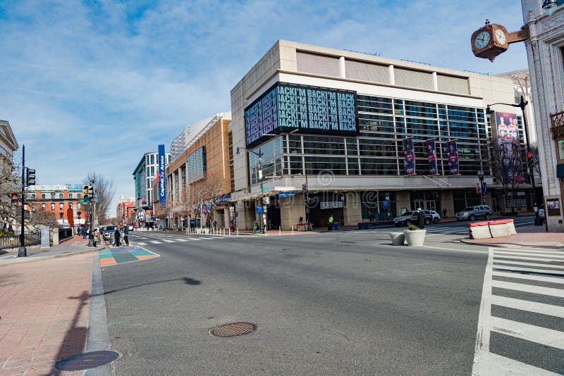 View of the Stadium and Sign for CAPITAL ONE ARENA in Washington D.C ...