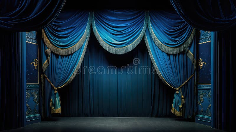 View stage curtain blue stock illustration. Illustration of theater ...