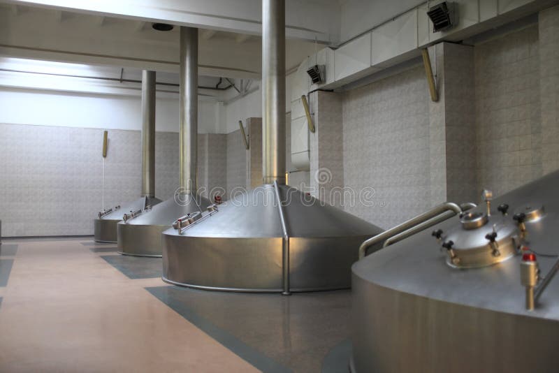 View of Stainless Fermentation Vats Stock Image - Image of fermentation ...