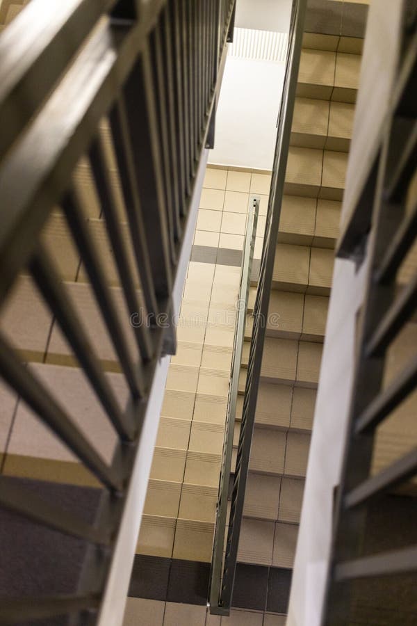 View of Staircases of Indoor Fire Escape Stairs Stock Photo - Image of ...