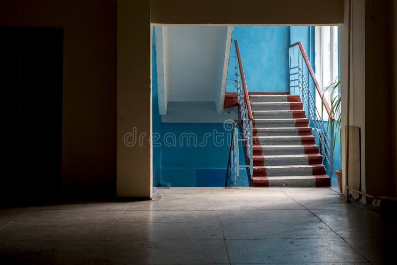 View of the Stairs Inside the Residential Building Stock Image - Image ...