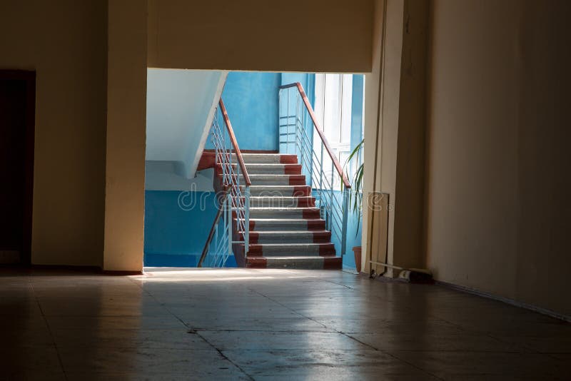 View of the Stairs Inside the Residential Building Stock Image - Image ...