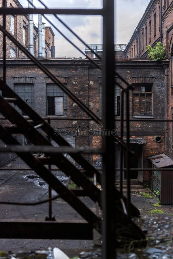 View of the Old Factory Buildings. Old Brick Building in Loft Style ...