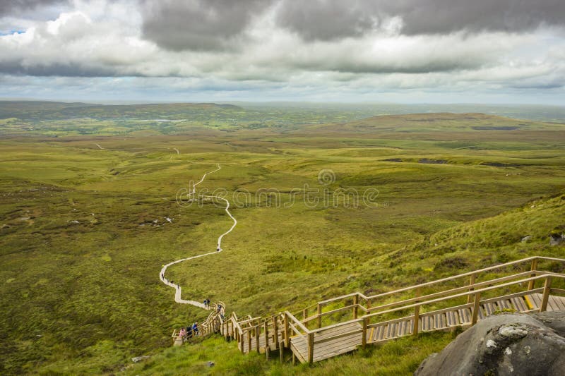 View of the Stairway To Heaven at Cuilcagh Mountain from the Top Stock ...