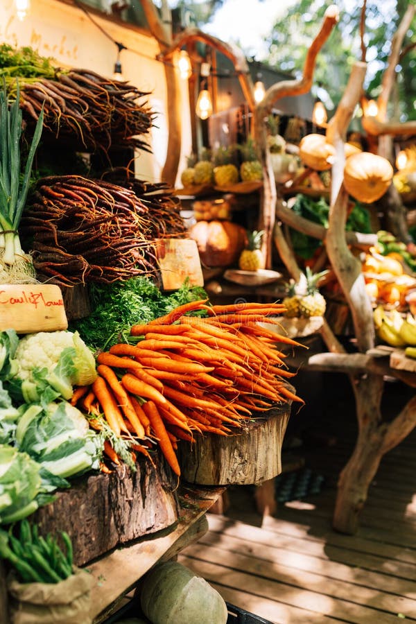 View on a Stall in a Farmer`s Market with a Lot of Vegetables Stock ...