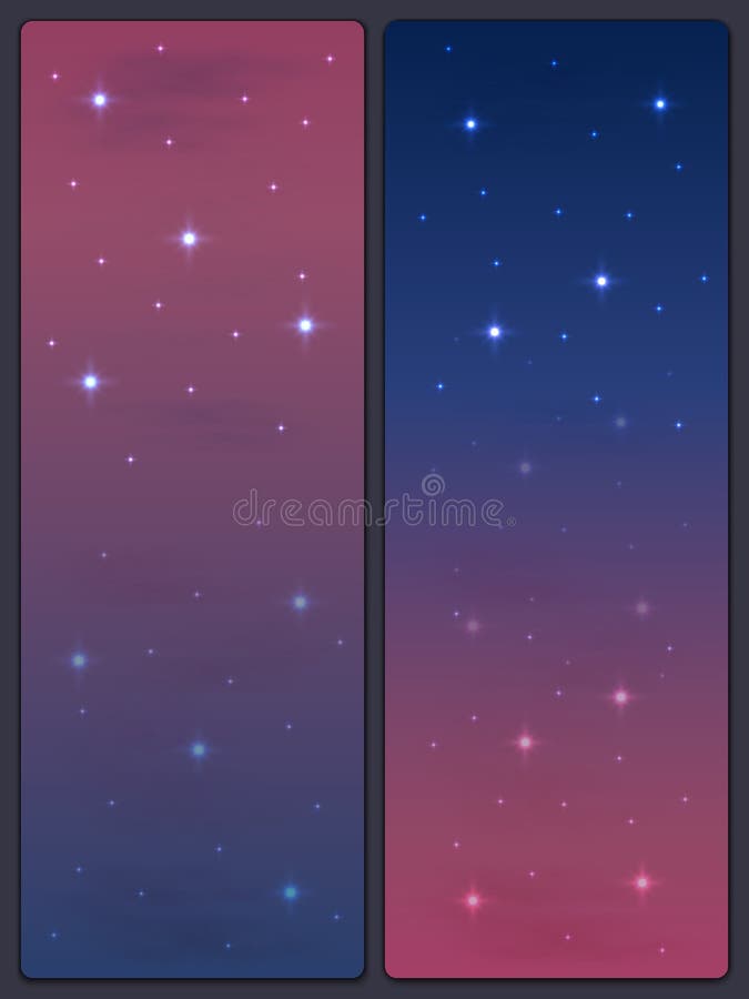 View of the Starry Sky at Dawn and Sunset Stock Vector - Illustration ...
