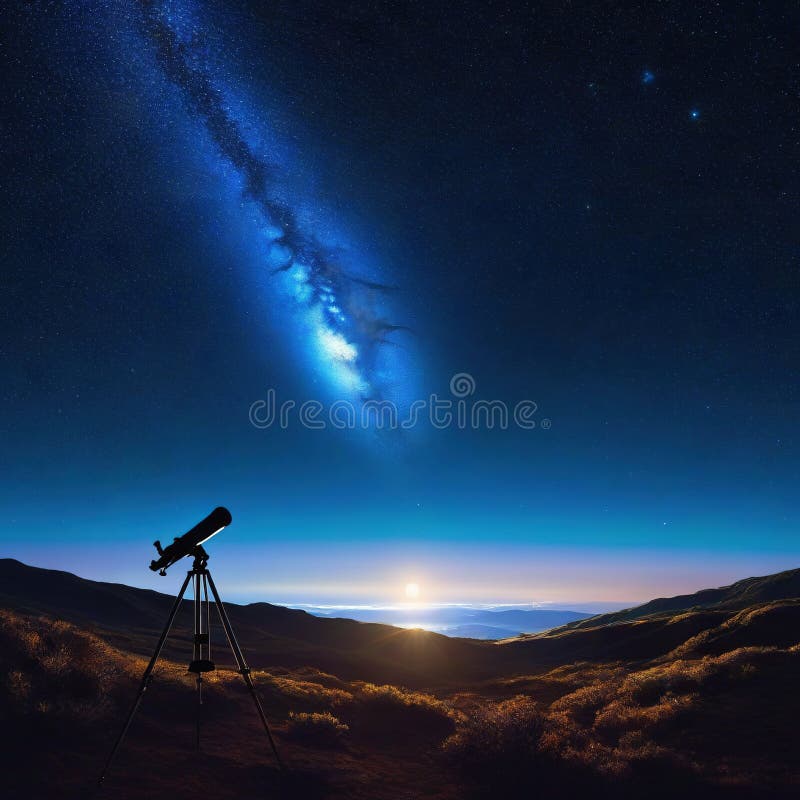 View into the Starry Sky at Night with a Telescope Stock Illustration ...