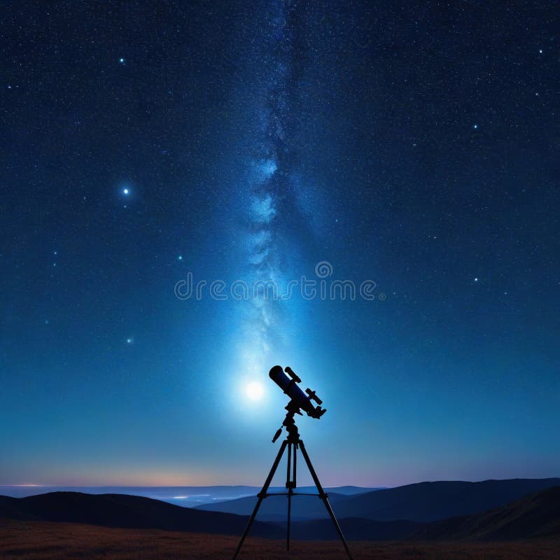 View into the Starry Sky at Night with a Telescope Stock Illustration ...
