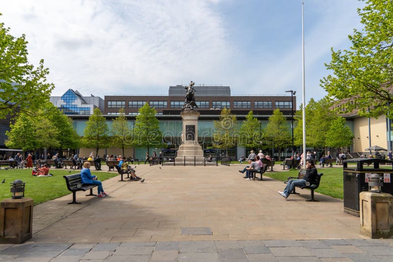 View of the Statue of St George and People Spending Time in Old Eldon ...