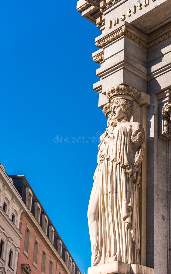 View of the Statues on the Facade of the Building in Madrid, Spain ...