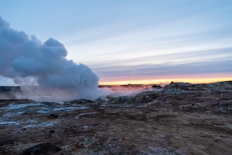 View of the Steam Rising Out of the Ground. Iceland Stock Image - Image ...