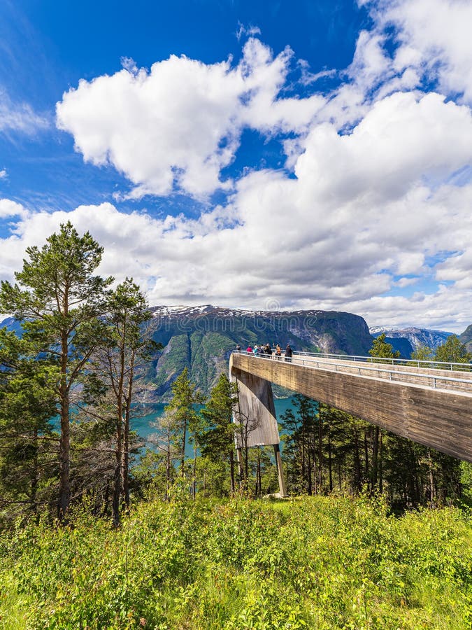 View of the Stegastein Viewing Platform on the Aurlandsfjord in Norway ...