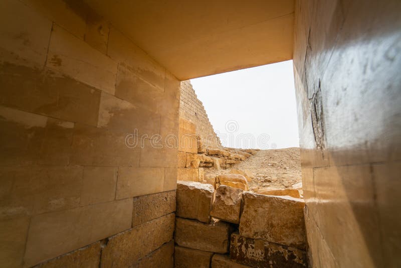 View of Step Pyramid of Zoser through Ancient Window. Stock Image ...