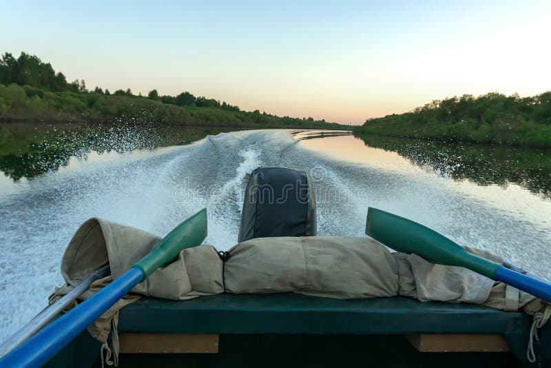 View of the Stern of a Boat that Sails on the River Stock Photo - Image ...