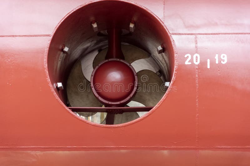 View on the Stern Thruster Propeller of the Big Container Ship. Stock ... View on the Stern Thruster Propeller of the Big Container Ship. Stock ...