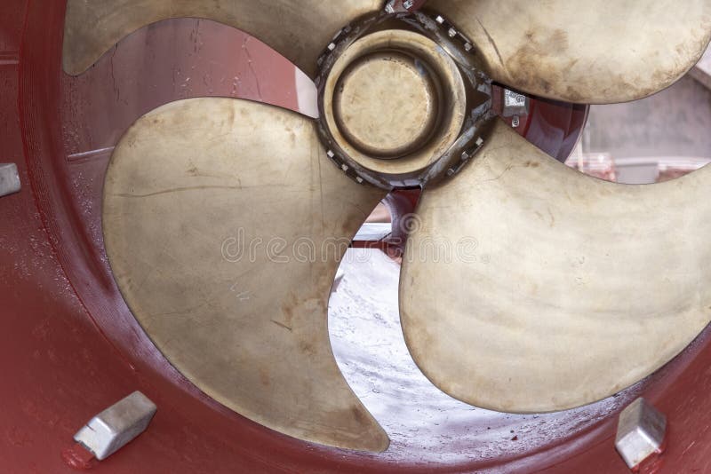 View on the Stern Thruster Propeller of the Big Container Ship. Stock ...