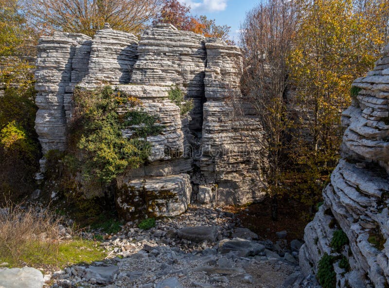 View of the Stone Forest and Stone Balances in Mountains of Epirus in ...