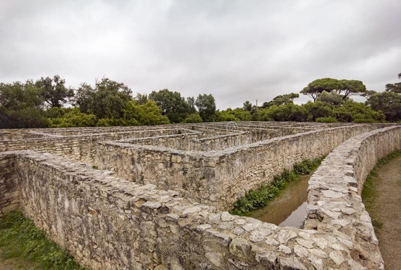 View of the Stone Maze of a Park in the Castle Stock Image - Image of ...