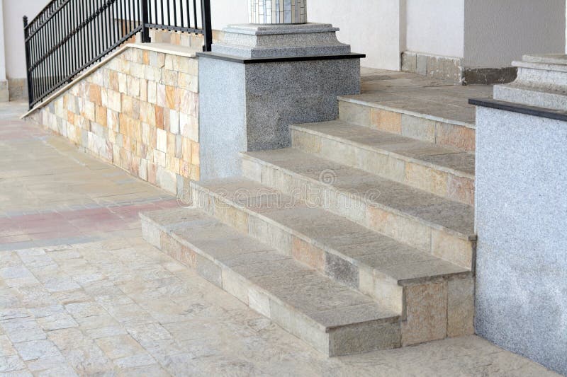 View of Stone Outdoor Stairs with Ramp Stock Image - Image of object ...