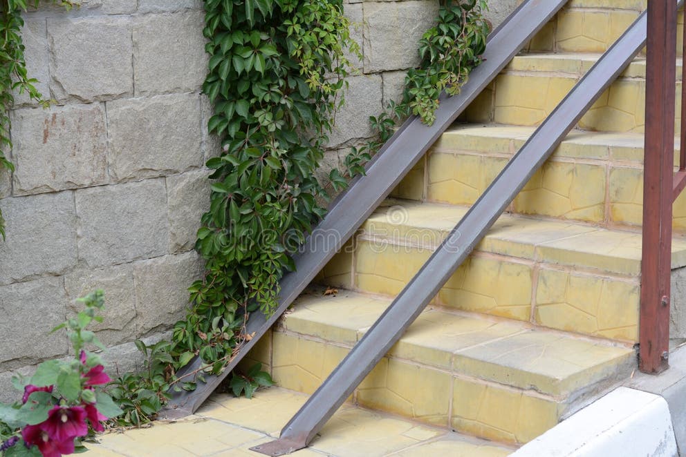 View of Stone Stairs with Ramp Outdoors Stock Image - Image of stairs ...