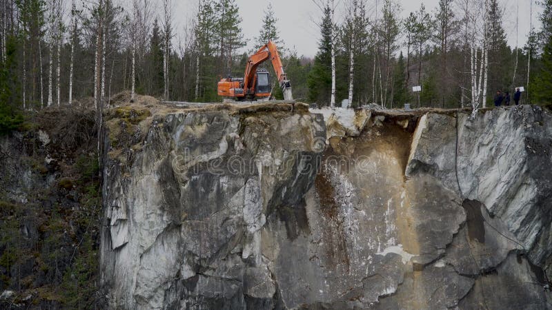 Excavation Work on a Rock in Karelia Stock Video - Video of mountain ...