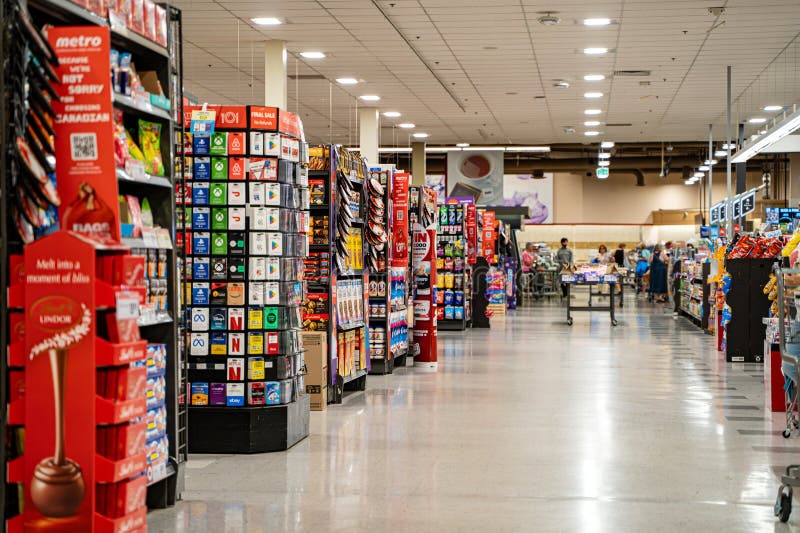 View of Store Aisles with Products on Shelves. Editorial Stock Image ...