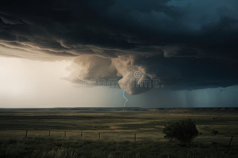View of Storm Cloud with Lighting and Thunder Visible, in Dramatic ...