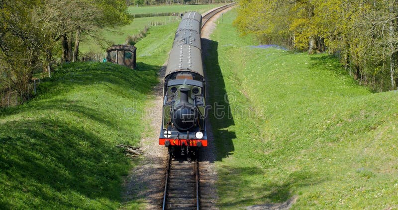 View of a Stream Train Crossing the English Countryside Stock Photo ...
