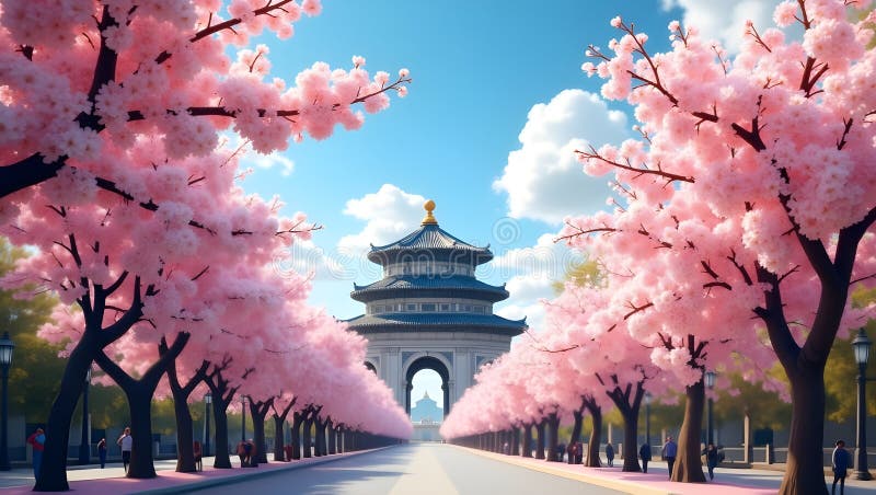 A Street Scene Featuring Iconic Cultural Architecture, Framed by ...