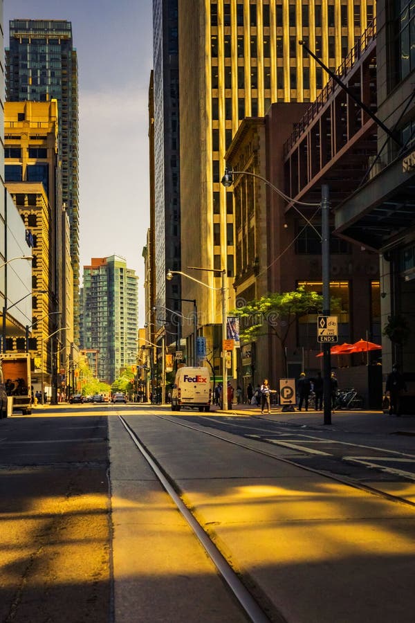 View of a Street in Toronto Downtown Editorial Stock Photo - Image of ...