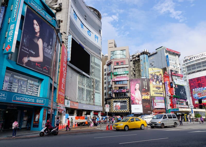 View of Street in Ximen District, Taipei, Taiwan Editorial Image ...