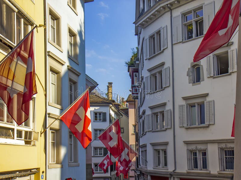 View of the Street in Zurich, Swiss Editorial Image - Image of building ...