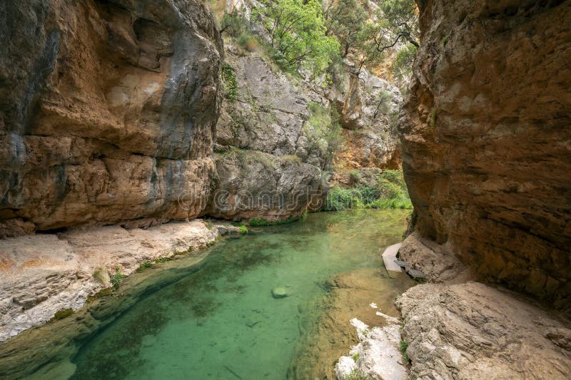 View of a Stretch of the Impressive Ebron River Strait, Teruel Stock ...