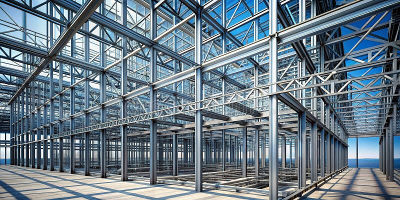 View Of A Structure With A Complex Metal Framework From Architectural Support System Ai