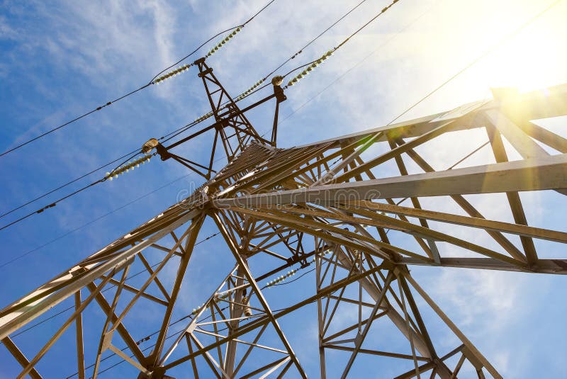 View of the Structure Under Power Transmission Tower Stock Image ...