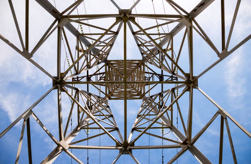 View of the Structure Under Power Transmission Tower Stock Image ...